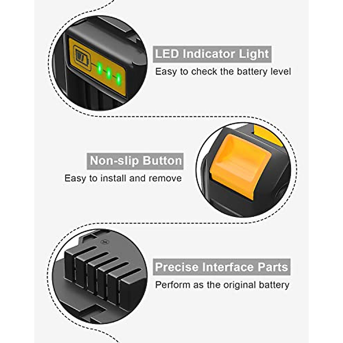 TeenPower Replacement for Dewalt 20V Battery 6000mAh 2/pk Compatible with Dewalt 20v max Battery DCB205 DCB206 DCB204 DCB200 DCB203 DCB201