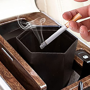 Yonput Pack-1 Car Trash Can with Lid, 3" x 7.8" Portable Automatic Small Trash Can, Diamond Design Waterproof Trash Can Used in Car Home Office (Black)