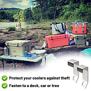 Omoojee Cooler Lock Bracket, 2 Pack, Compatible with Yeti/RTIC Coolers, Tie Down Kit Made of Premium Stainless Steel