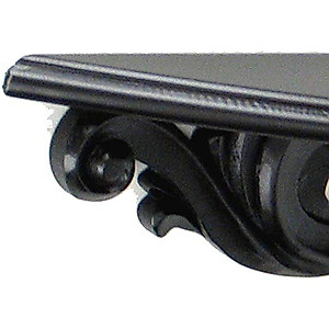 Benjara Hand Carved Wooden Moonbay Wall Shelf in Floral Design, Black