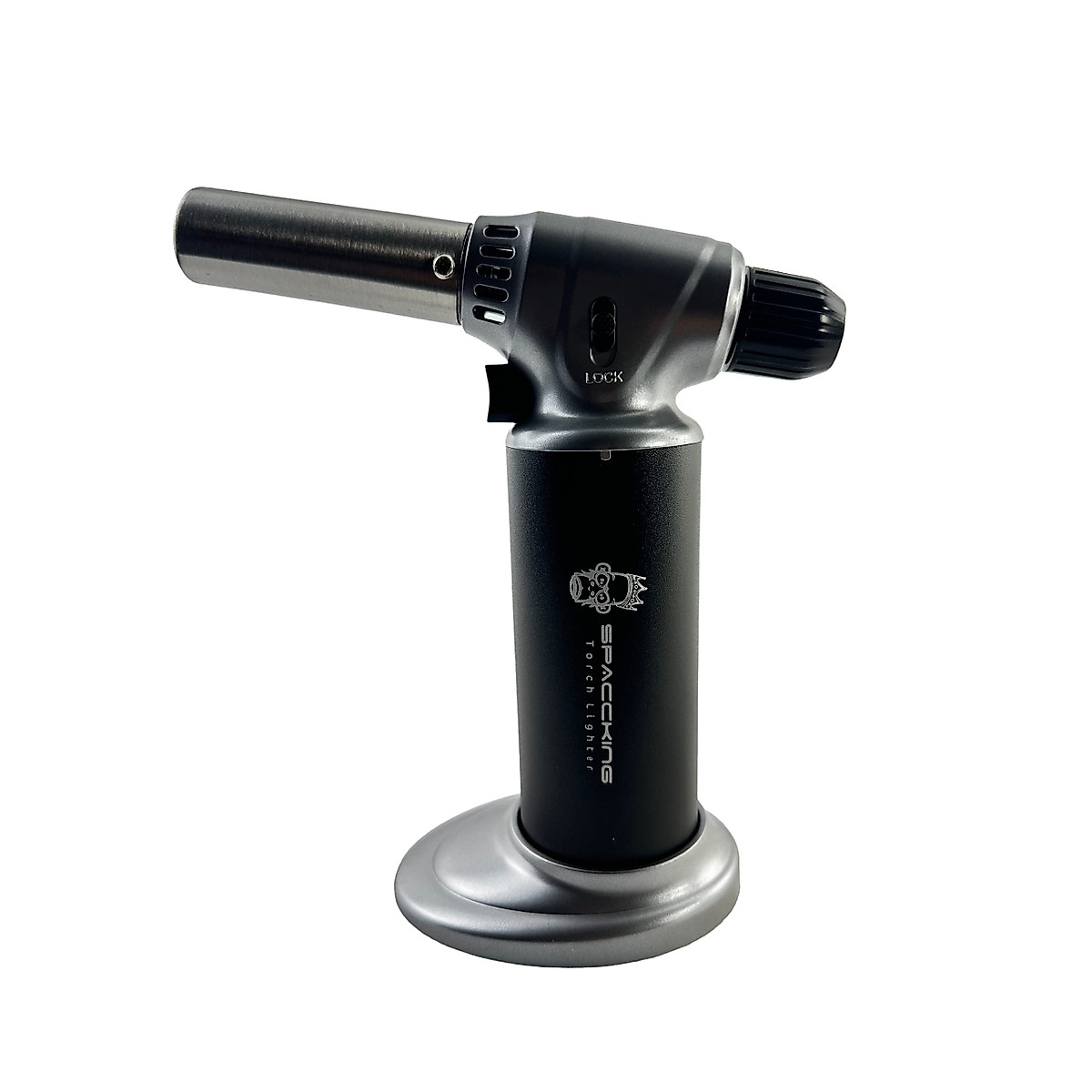 Space King Tall Wind-Proof Torch Lighter - Adjustable Flame - Child-Lock - Perfect for Camping, Kitchen, Backyard, Travel, Beach, BBQ, Mountain, Outdoors, Travel, Garage, and More. (Gray)