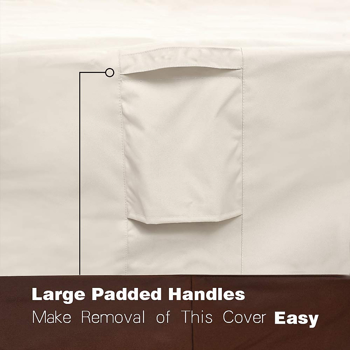 Vailge Rectangle Patio Ottoman Cover, Waterproof Outdoor Ottoman Cover with Padded Handles, Patio Side Table Cover, Heavy Duty Patio Furniture Covers (Small,Beige & Brown)