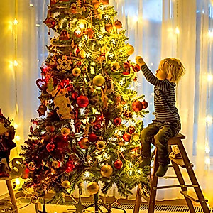 CHengQiSM 100 LED Snowflake Lights Fairy String Lights 32.8ft Plug in String Lights Christmas Holiday Home Garden Patio Party Decoration Indoor Outdoor Celebration Lighting, Warm White