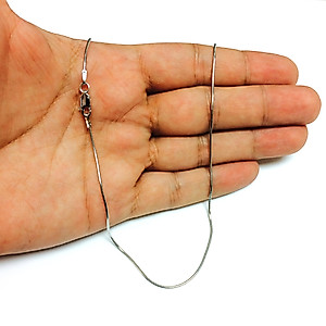 Sterling Silver Rhodium Plated Round Snake Chain Necklace, 1.1mm, 16"