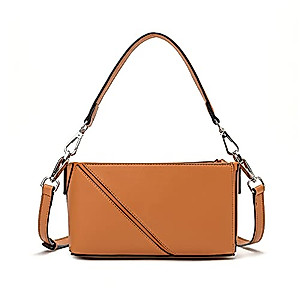 EvaLuLu Small Crossbody Bag for Women Leather Bucket Shoulder Bag Changeable Shape Purse (Small, Brown)