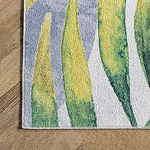 nuLOOM Amelia Machine Washable Tropical Ultra Thin Area Rug, 4' x 6', Green