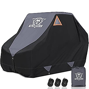 XYZCTEM UTV Cover,Outdoor Waterproof All-Weather Protection UTV Cover Compatible with Polaris RZR Can-Am Yamaha Honda Kawasaki Suzuki,and More.with Upgraded Windproof Straps,Vent(Grey,2-3 Seater)