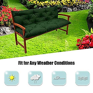 Bench Cushion for Outdoor Furniture Swing Replacement Cushions 3 Seat and Back Non-Slip Waterproof 4'' Thick Porch Swing Cushions with Ties for Garden Patio, 60in*40in (Brown)