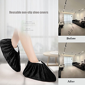 Yveytat Reusable Non Slip Shoe Covers, Premium Soft Washable Thickened Boot Shoe Covers for Household, Office, Laboratory，one size（Black）