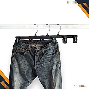 Hanger Central Recycled Heavy Duty Plastic Bottoms Hangers with Ridged Pinch Clips Pants Hangers, 8/10/12/14 Inch, Black, 100 Pack (8")