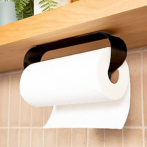 Wood Grip | Contemporary Paper Towel Holder Under Cabinet | Paper Towel Holder Countertop (Matte Black)