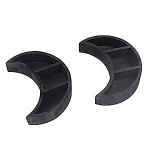 LOYALHEARTDY Black Moon Shelf, 5Pcs Moon Decor Wooden Display Shelf Moon Shaped Shelf for Crystals Suitable for Bedroom Living Room Bathroom