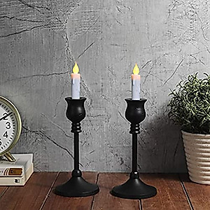 CVHOMEDECO. Flickering Taper Candles LED Drip Flameless Candles, Battery Operated with Timer, White, 4-3/4 Inch, Set of 6