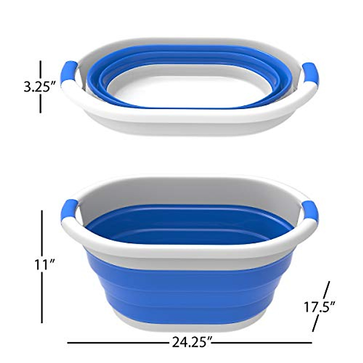 Collapsible Laundry Basket- Space Saving Pop Up Clothes, Multiuse Organizer/Storage Container with Comfort Grip Handles by Lavish Home (Blue)