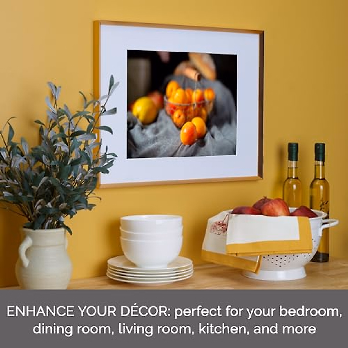 Mikasa Metal Portrait Frame, Displays 11x14 Photo with Mat, 16x20 without Mat, Gold