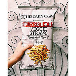 The Daily Crave Spicy Sriracha Veggie Straws, Crunchy Veggie, 5.5oz (Pack Of 8) Gluten-Free, Non-GMO, Kosher, Crunchy, Vegan