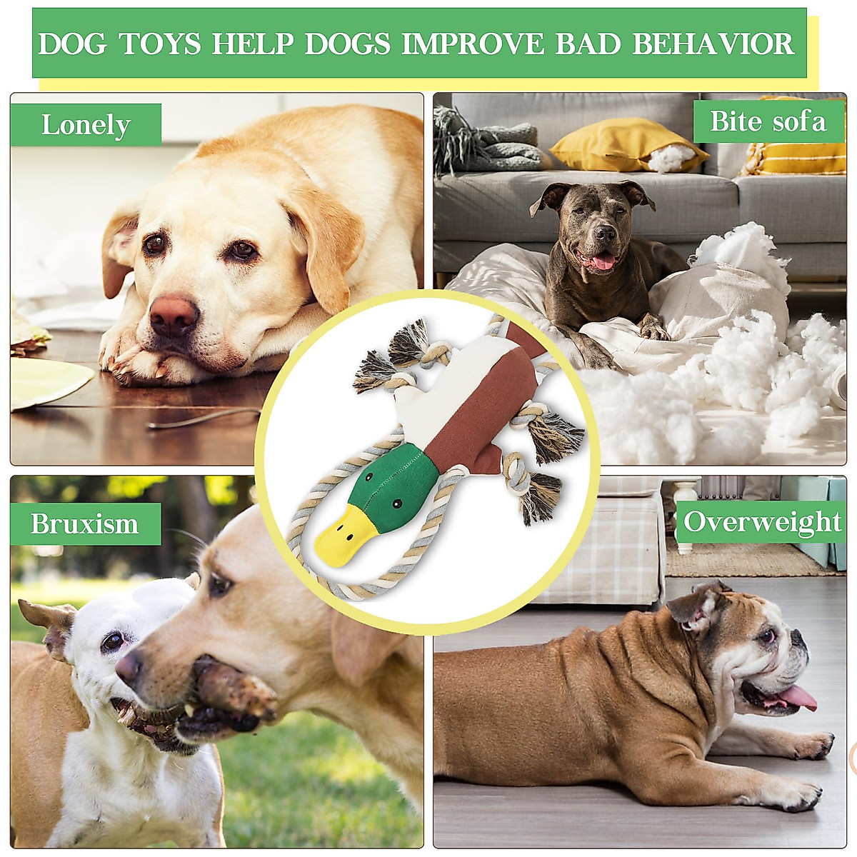 Lesmeet Upgraded Duck Dog Toys for Aggressive Chewers Puppy Toys with Crinkle Paper and Squeaker, Interactive Tug of War Dog Toy for Small, Medium, and Large Breeds