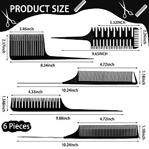Highlight Comb Set, 6 Piece Set, Weaving, Sectioning, Styling, and Hair Dyeing Combs Professional Weaving Styling for Foiling and Balayage Coloring