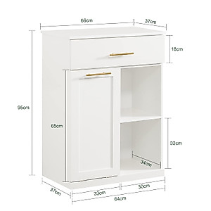 Haotian Bathroom Laundry Cabinet, Tilt-Out Laundry Hamper, Narrow Storage Cabinet with Drawer and Shelves, Bathroom Storage Cabinet Unit with Removable Basket, White BZR66-W