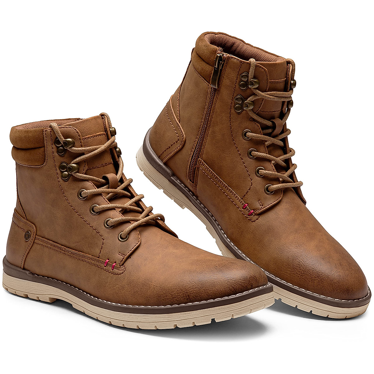 Vostey Men's Chukka Boots Motorcycle Casual Hiking Boot for Men(BMY671B yellow brown 10.5)