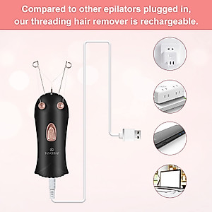 Tangibay Mermaid Threading Hair Removal - Rechargeable Facial Hair Threader Machine, Womens Automatic Thread Hair Remover Tool Kit, Electric Threads Epilator for Face, Upper Lip, Arms (Black)