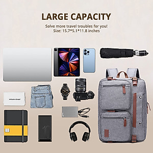 MOLNIA 15.6 inch Laptop Backpack,3 in 1 Briefcases For Men,Laptop Backpack, Messenger Bag,Computer Bags For Men, Grey