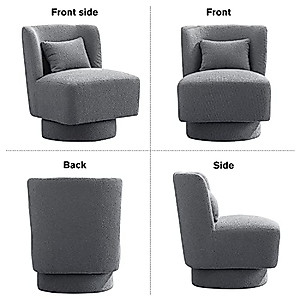 Dxacvkc Swivel Barrel Chair of 2 Comfy Round Accent Sofa Chair for Living Room, 360 Degree Swivel Club Chair with Pillow for Bedroom, Living Room, Office, Gray