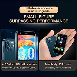 Airshi Small Mobile Phones Dual Card Dual Standby 5MP Front 13MP Rear Camera 4G Mini Phone 2000mAh for Home (Black)