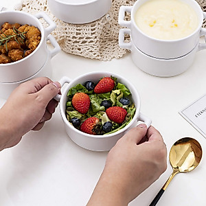 Bruntmor 6" Ceramic Plates Set of 4, Round Grey Ceramic Salad Plates For Kitchen Dish Plates, Ceramic Dinnerware appetizer Plates with handle,Serving Platter for sushi and Sizzling