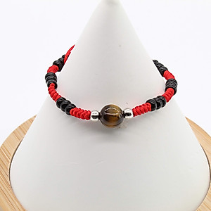 Tiger Eye Tiger Eye Protection Good Luck and Prosperity Red/Black Bracelet Pulsera Color Roja Y Negro De Ojo De Tigre Prosperidad Proteccion Buena Suerte