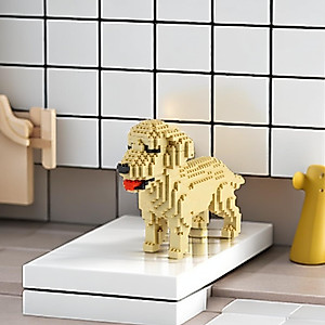 Larcele Micro Dog Building Blocks Mini Pet Building Toy Bricks,950 Pieces KLJM-02 (Golden Retriever)