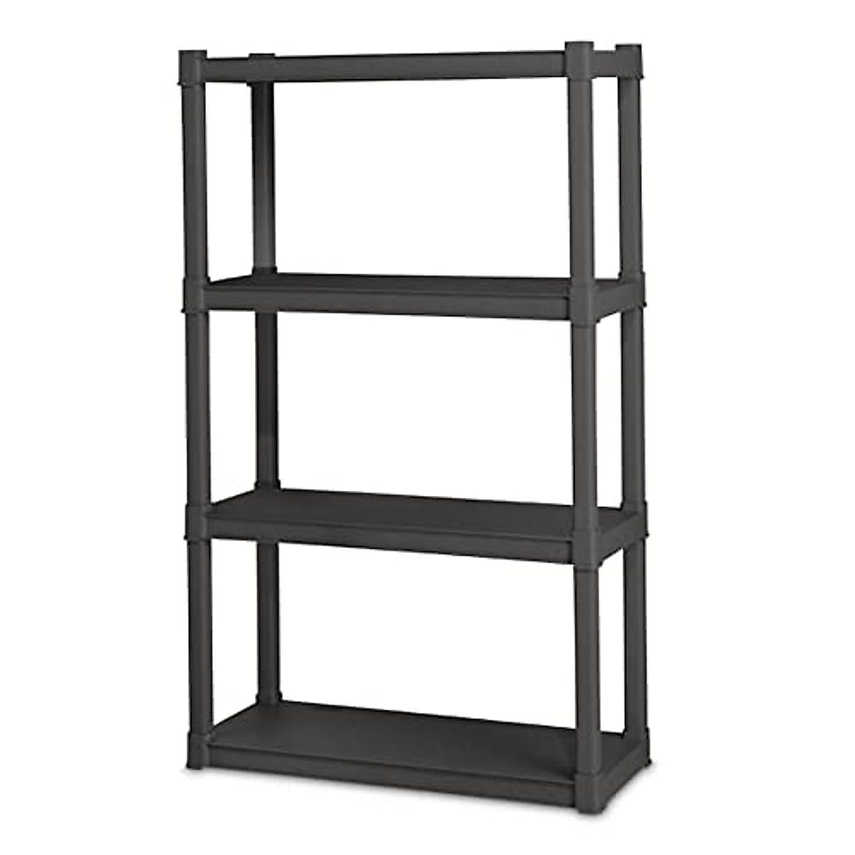 Sterilite Plastic Indoor Outdoor 4 Shelf Durable Shelving Unit for Garage, Basement, Sun Porch, Outbuilding or Shed, 50lb Shelf Max, Gray, 2 Pack