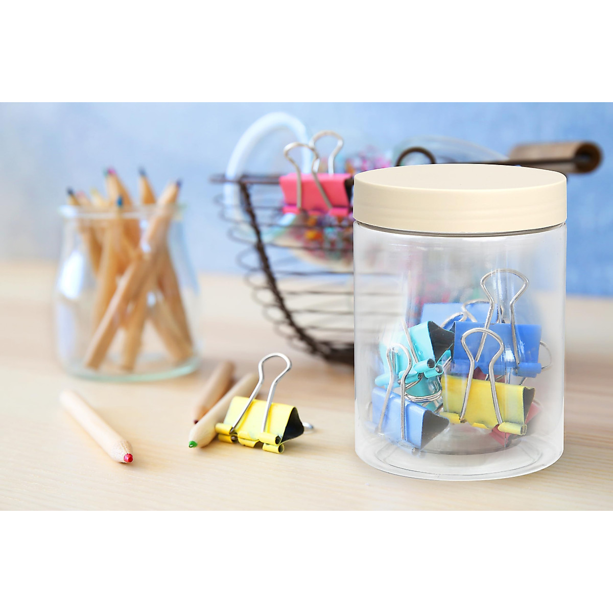 The Hampton Candy Company 8 Plastic Clear Storage Jars, 12 Ounce Jars with Lids, Beauty Products, Kitchen & Household Storage, BPA Free