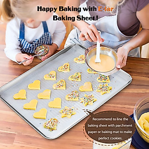 Baking Sheet Pan with Rack Set, E-far 16”x12” Stainless Steel Cookie Sheet for Oven Cooking Roasting, Rimmed Textured Metal Tray with Wire Cooling Rack for Resting Bacon Meat Steak - Dishwasher Safe