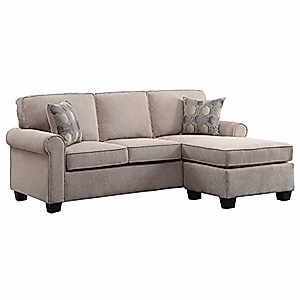 Homelegance Clumber 82" Reversible Sectional with Accent Pillows, Beige
