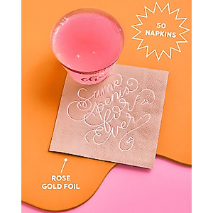 xo, Fetti Bachelorette Party Napkins - 50 count | Rose Gold 3-ply Cocktail Napkins 5x5, Bach Party Decorations, Bridal Shower Gift