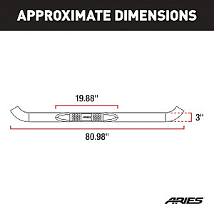 ARIES 204041-2 3-Inch Round Polished Stainless Steel Nerf Bars, No-Drill, Select Chevrolet, GMC C2500, C3500, K2500, K3500