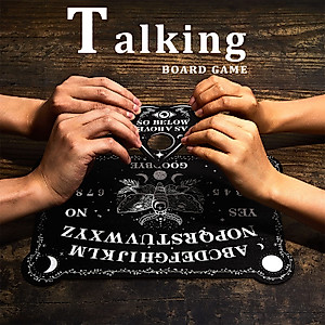 Pendulum Dowsing Divination Board Set Black Wooden Talking Board with Planchette Accessories for Teens Adults Birthday Party and Family Gatherings Games Supplies (Moth Style)