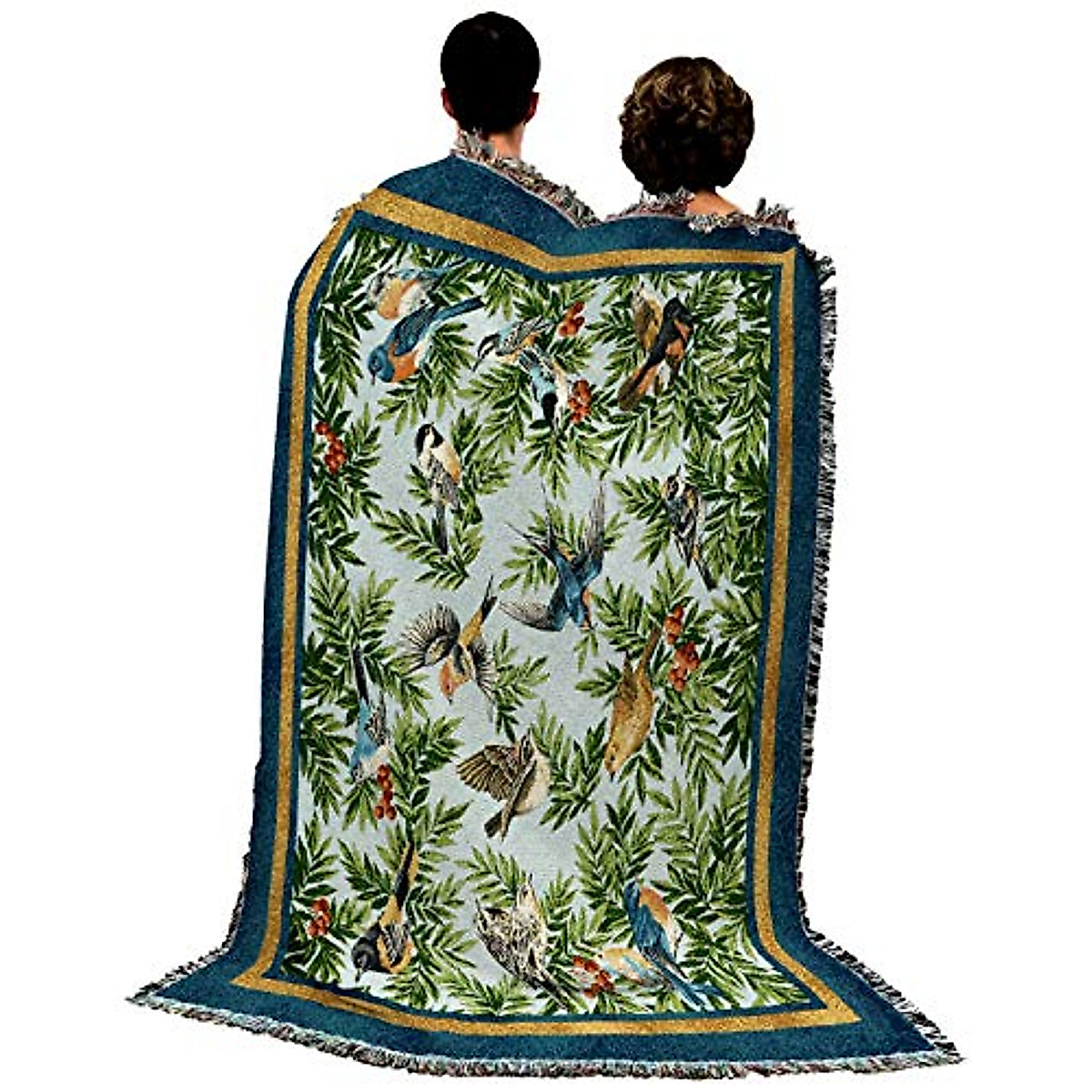 Pure Country Weavers Songbirds Blanket by Elena Vladykina - Bird Garden Floral Gift Tapestry Throw Woven from Cotton - Made in The USA (72x54)
