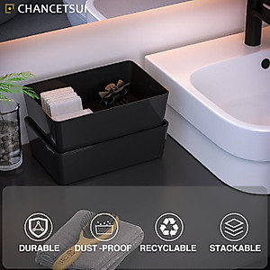 Storage Bins With Lids Plastic Containers: Plastic Multipurpose Stackable Storage Container Bins With Lid For Home And Office Organization, Small Storage Bin, 2 Pcs 7x10 Plastic Container, Black