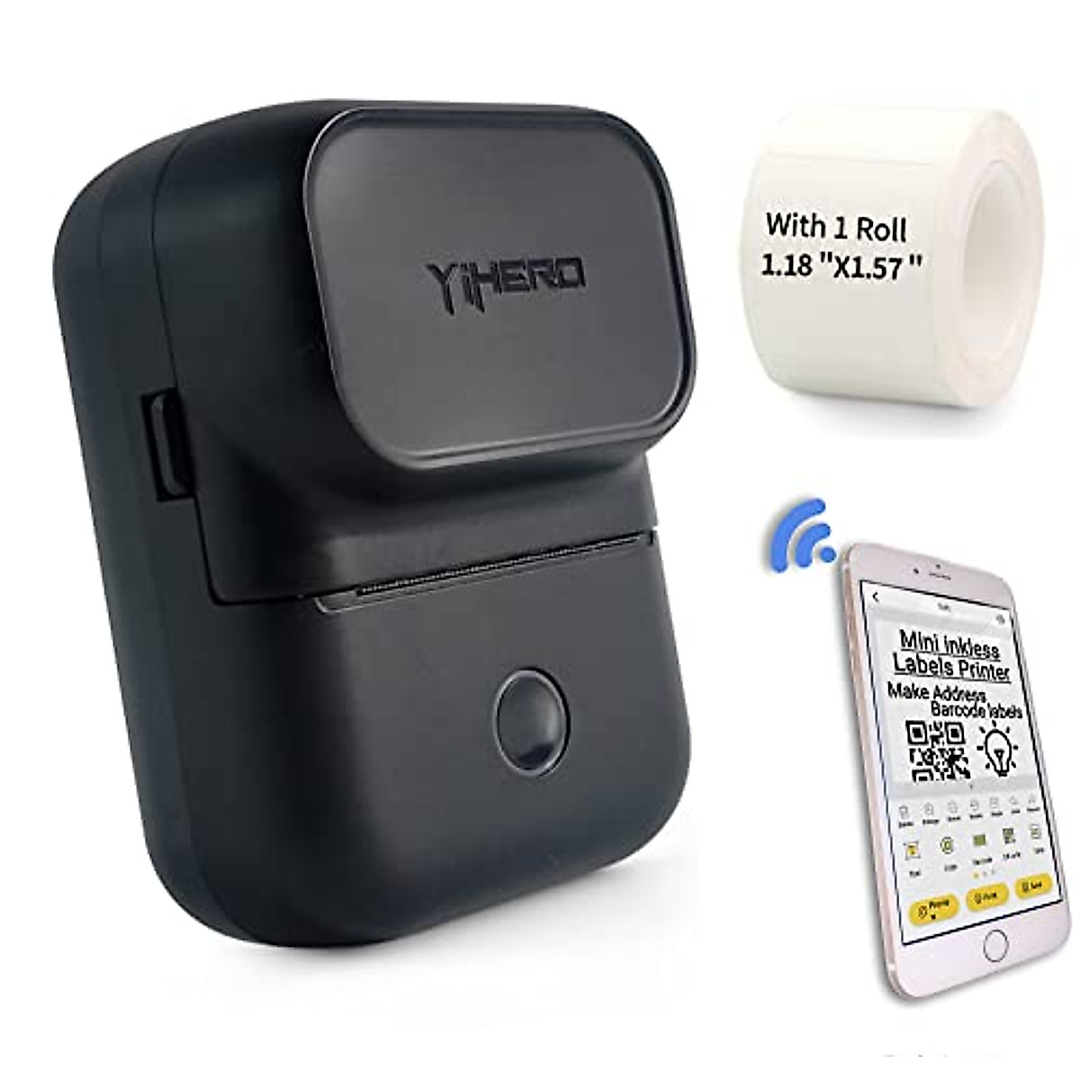 YiHERO YP10 Mini Label Printer Thermal Bluetooth Portable Label Maker-Compatible with Android & iOS, Multifunction for Business Clothing Mailing Office Home