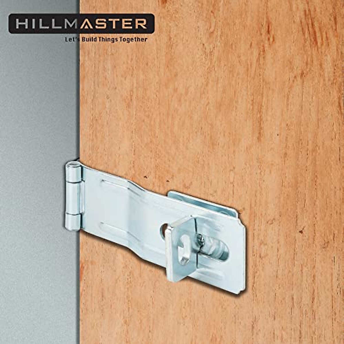 HILLMASTER 2 Pack Swivel Staple Safety Hasps, 4-1/2" Gate Door Hasp Latch with Twist Knob Safety Padlock Clasp Lock for Fence, Gate, Cabinet, Barn Door, Shed, Zinc Plated