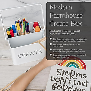 Lola Creates Craft Box - Art Bin Storage Container - Art Supply Organizer - Office Caddy - Pencil Organizer - Desk Marker Organizer - Craft Supplies Storage