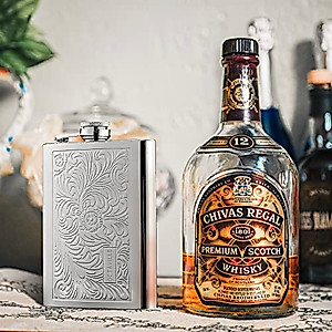 Octaville flasks for liquor for men Stainless quality hip flask 8oz Pocket Engraved Wine Drink Pot Alcohol flagon metal 220ml whiskey flask (Pattern)