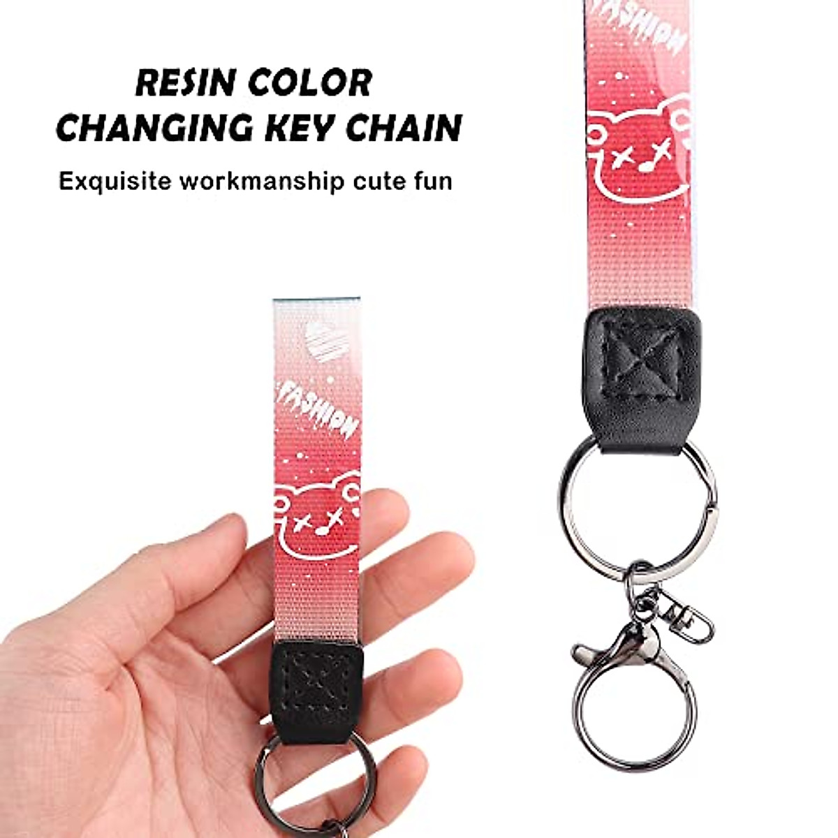 Kawaii Car Keychain Gradient Color Cute Keychains for Women/Men/Girls/Kids,Personalized Bear Keychains for Backpacks Charms Purse (Red)…