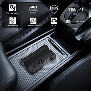 Zeeker Minimalist Wallet for Men,RFID Blocking Metal Card Holder Wallet, Slim Wallet with Cash Strap Tactical Wallet for Men & Women,Black