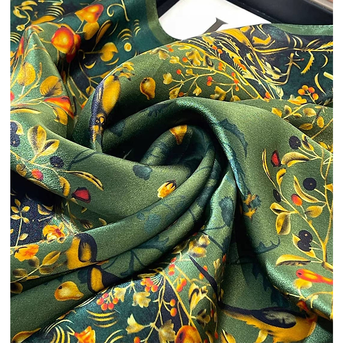 ANDANTINO Mulberry Silk Square Scarf for Hair-27''x27''- Women Men Natural Silk Neckerchief(Jade Green)