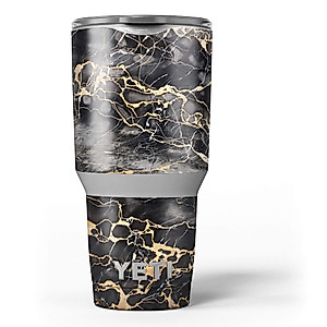 Design Skinz Black and Gold Marble Surface - Skin Decal Vinyl Wrap Kit Compatible with The Yeti Rambler Cooler Tumbler Cups