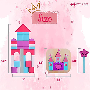 Large Building Wooden Blocks for Babies and Toddlers- 1-3 Years with Princess Castle Wooden Jigsaw Puzzles & Wand- Educational Montessori Fairytale Building Blocks for Toddlers