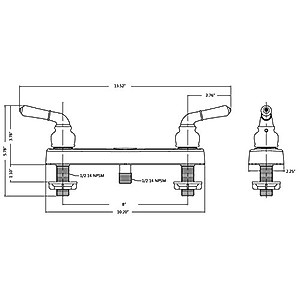 Laguna Brass 3320CP/4010CP Mobile Home Non-Metallic Two Handle 8" Shower Faucet Valve with Matching Shower Head/Arm/Flange Chrome Finish